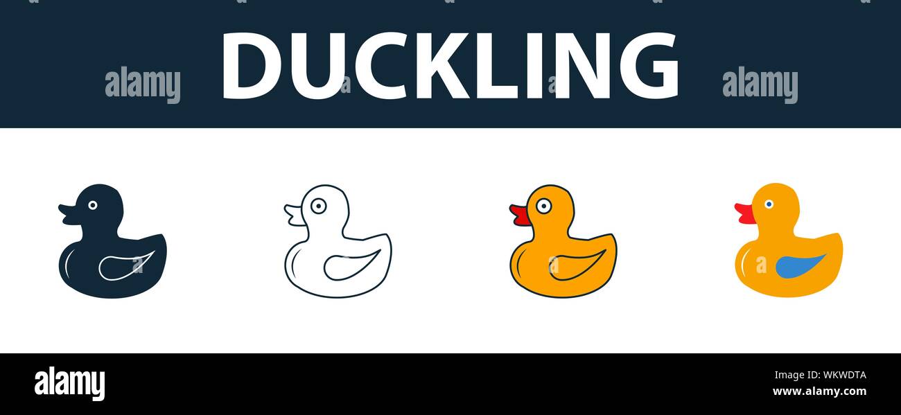 Toy Duck icon set. Four elements in diferent styles from baby things ...