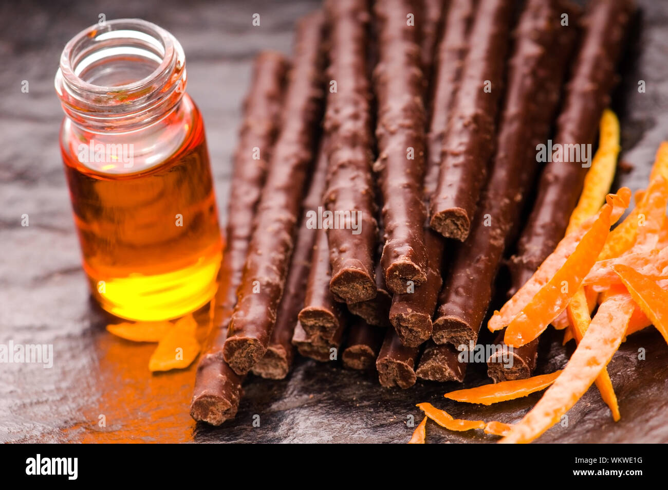 chocolate sticks with orange Stock Photo - Alamy