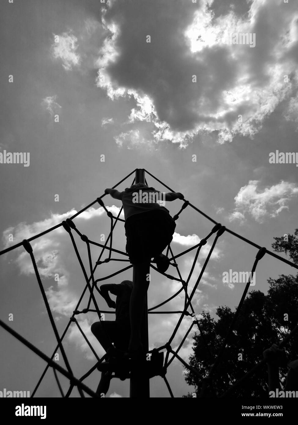 Children silhouette low angle High Resolution Stock Photography and ...