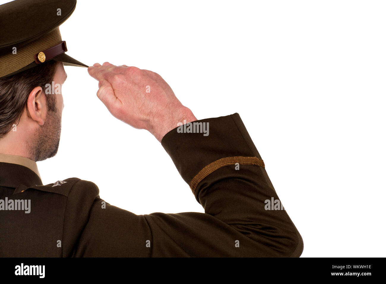 Officer giving salute and tribute, isolated on white Stock Photo - Alamy