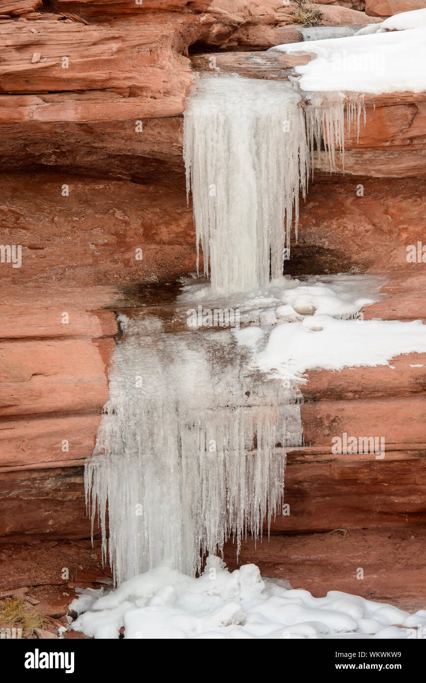 Frozen waterfall, Colorado Riverway Recreational Area, Utah, USA Stock ...