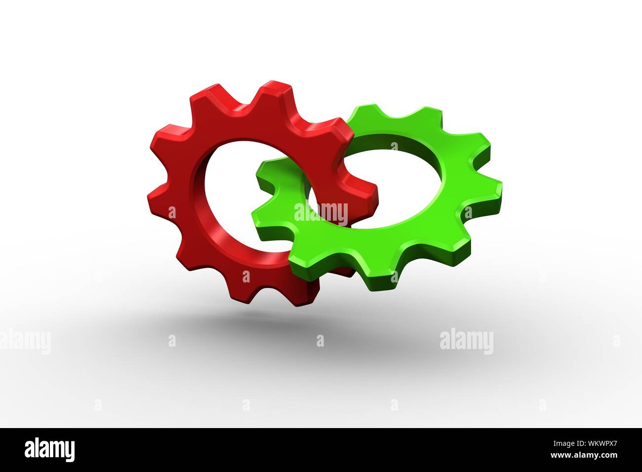 Green and red cog and wheel on white background Stock Photo - Alamy