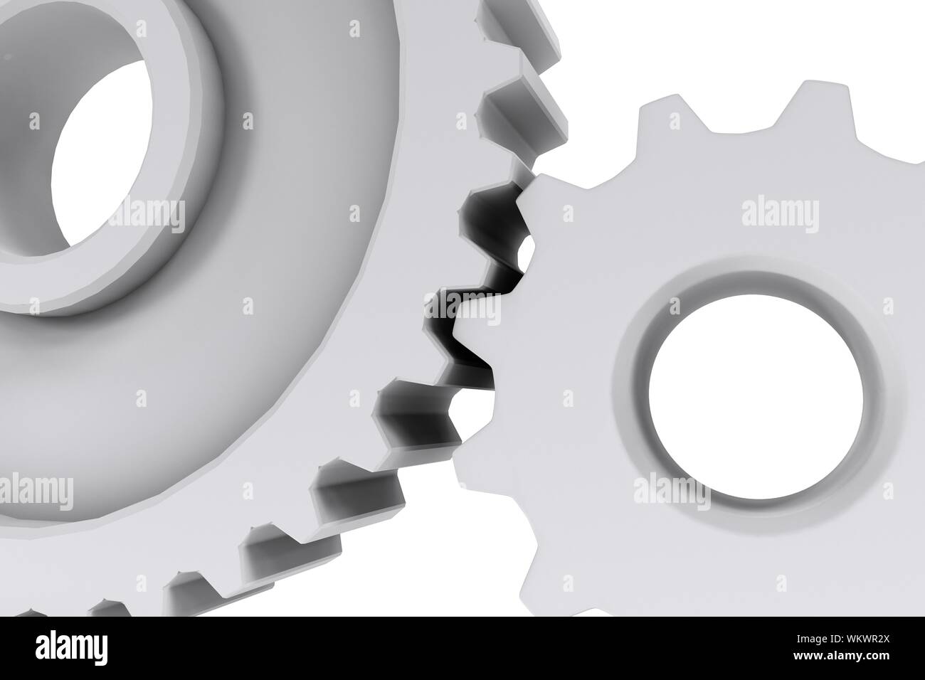 White cog and wheel connecting on white background Stock Photo - Alamy