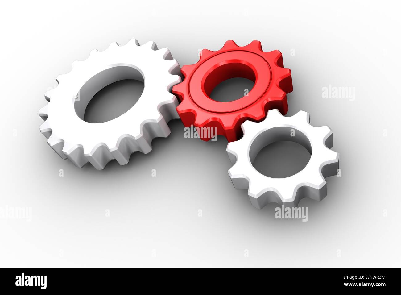 White and red cogs and wheels on white background Stock Photo - Alamy