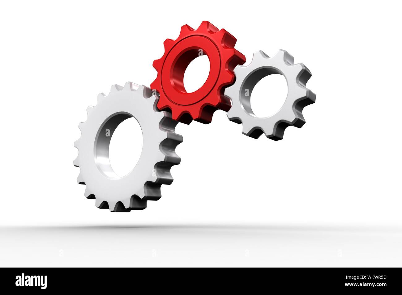 White and red cogs and wheels on white background Stock Photo - Alamy