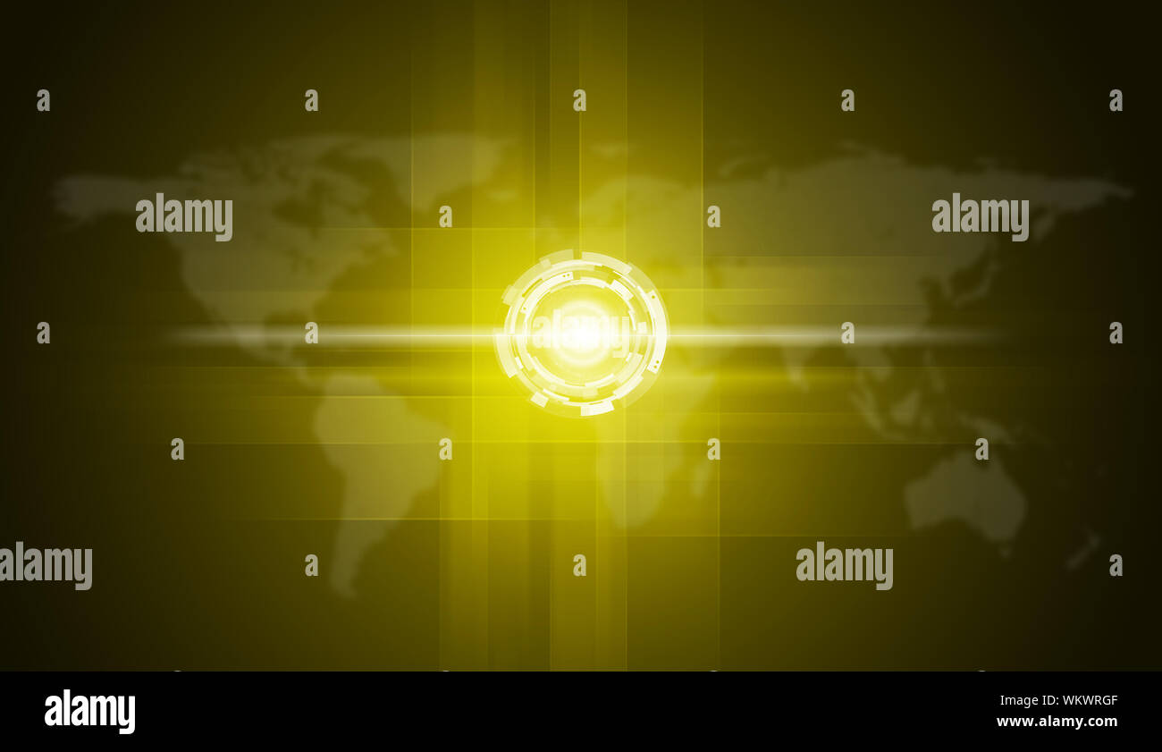 World map and glow circles. The technology background Stock Photo - Alamy