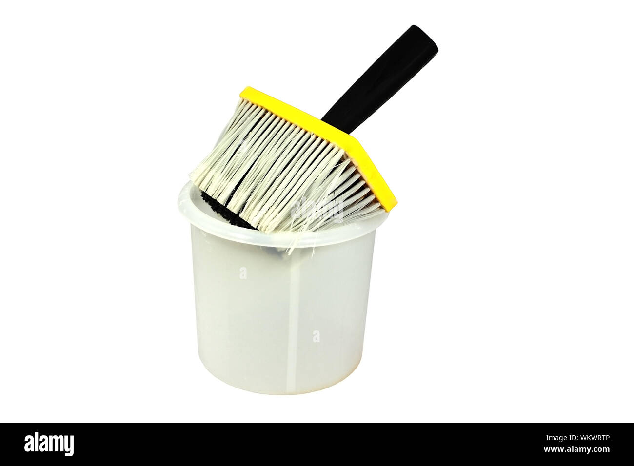 brush in white bucket isolated on white background Stock Photo - Alamy