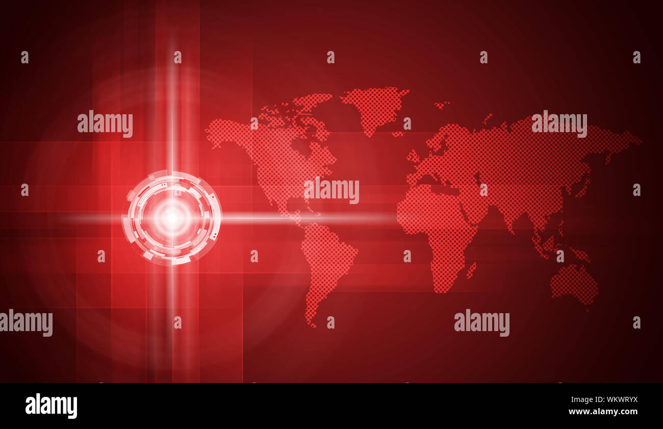 World map and glow circles. The technology background Stock Photo - Alamy