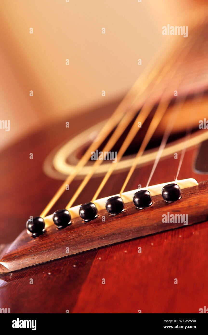 Musical instrument acoustic guitar close up in perspective Stock Photo ...