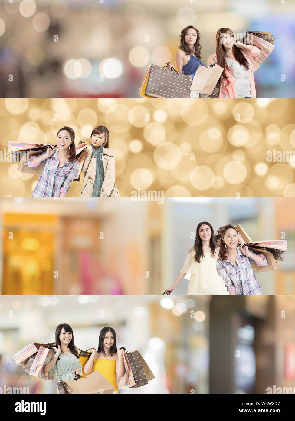 Asian woman shopping, collection from 7 different people, good for web ...