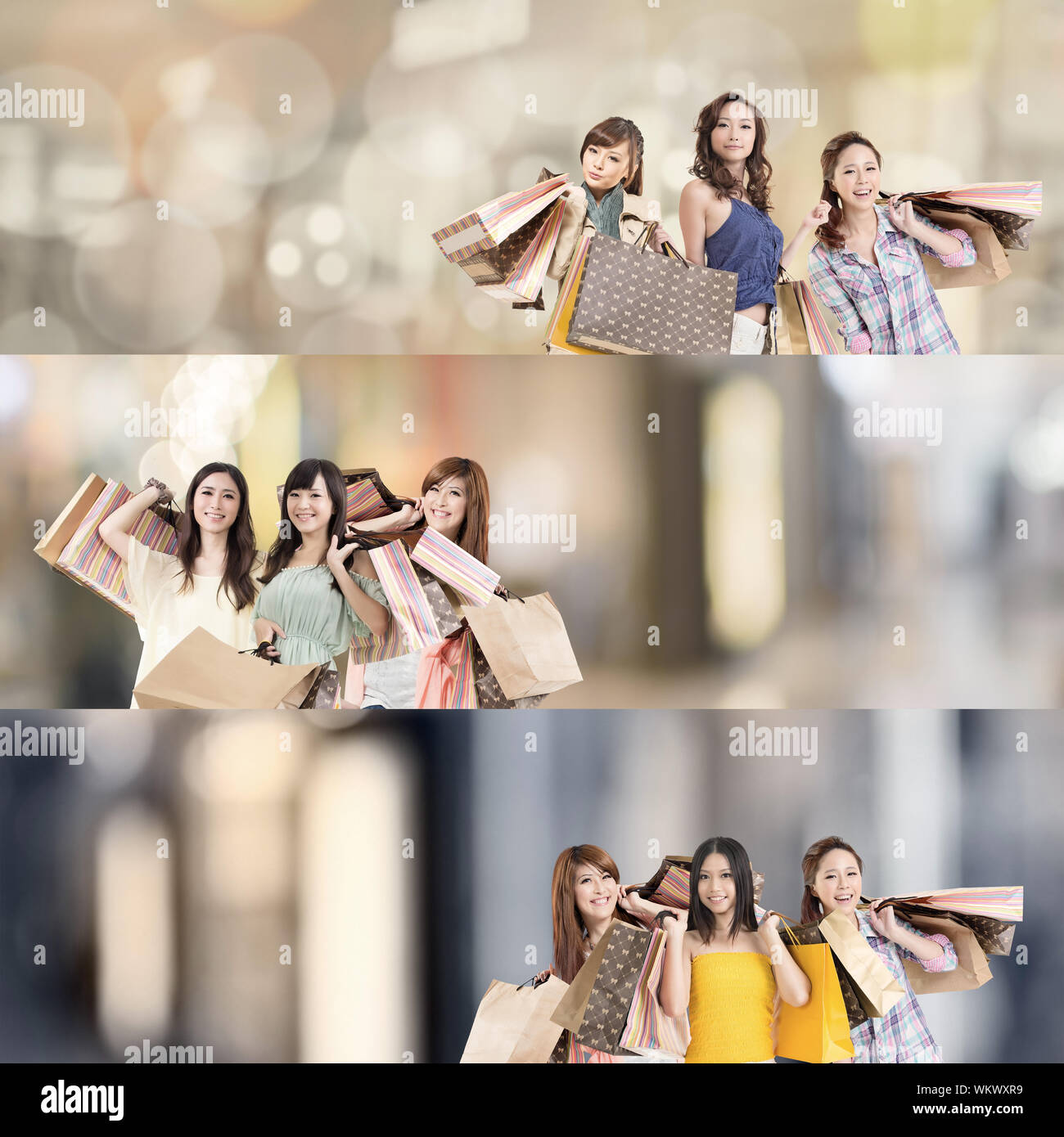 Asian woman shopping, collection from 7 different people, good for web ...