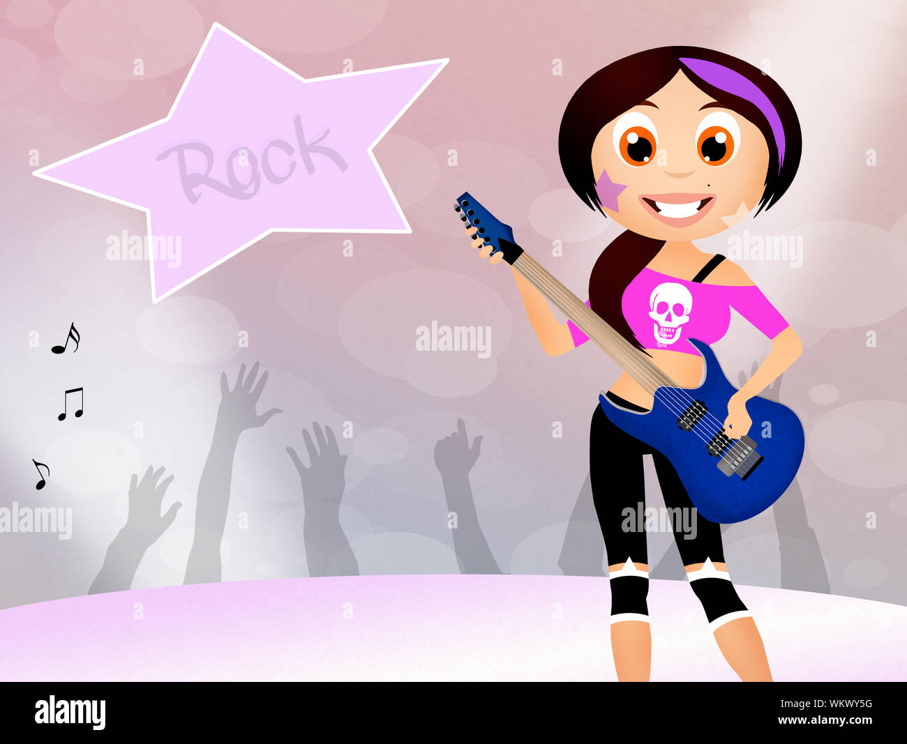 Girl guitar music illustration hi-res stock photography and images - Alamy