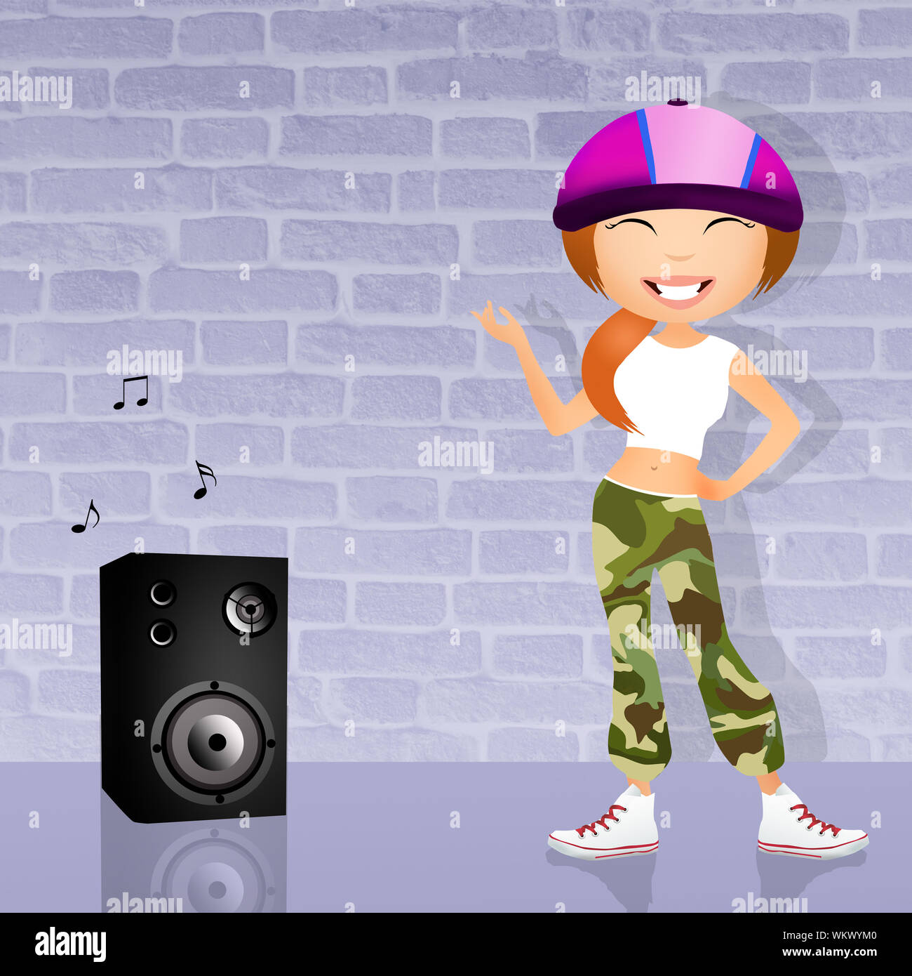 Cartoon girl dancing hi-res stock photography and images - Alamy