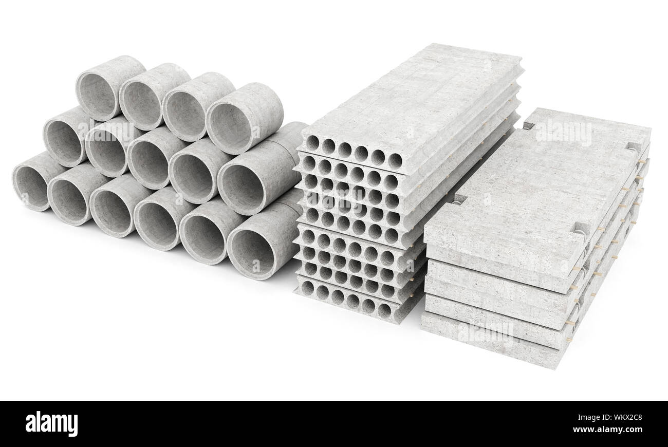 slabs of concrete on a white isolated background Stock Photo - Alamy