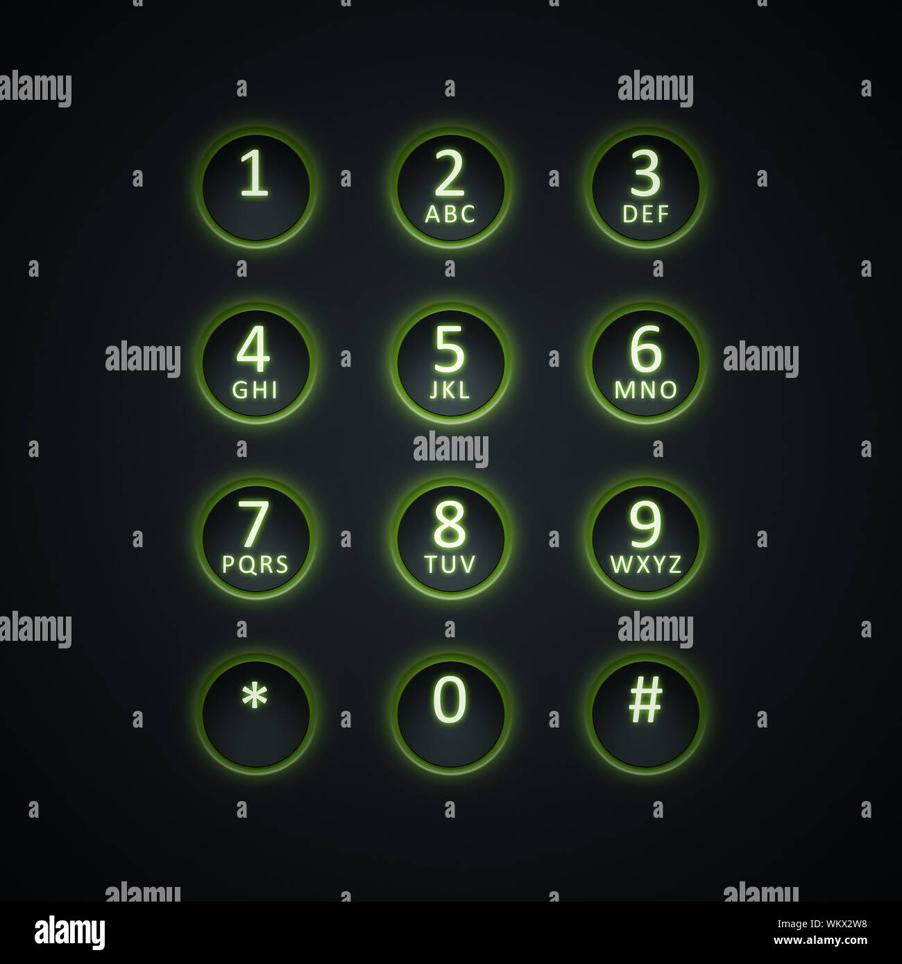 An image of a digital dial plate green lit Stock Photo - Alamy