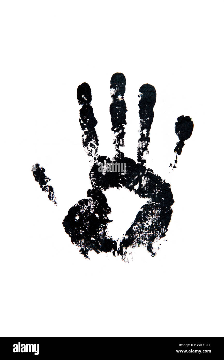 Black hand print on the white surface Stock Photo - Alamy