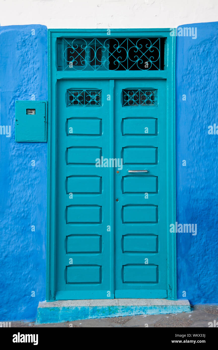 Traditional light blue, vintage, wooden, mediterranean door Stock Photo ...