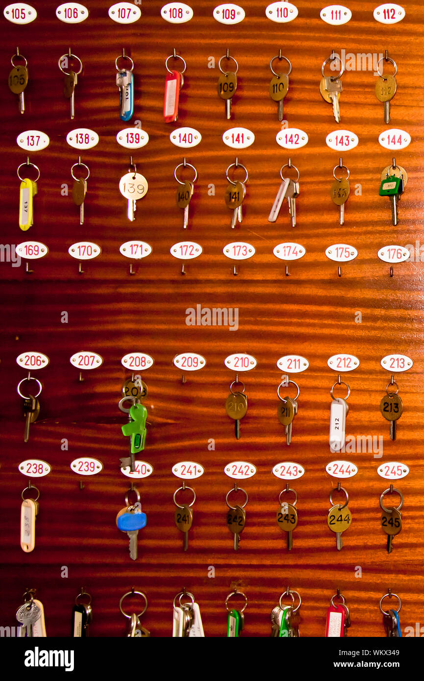 Retro rey board in an old motel reception Stock Photo - Alamy