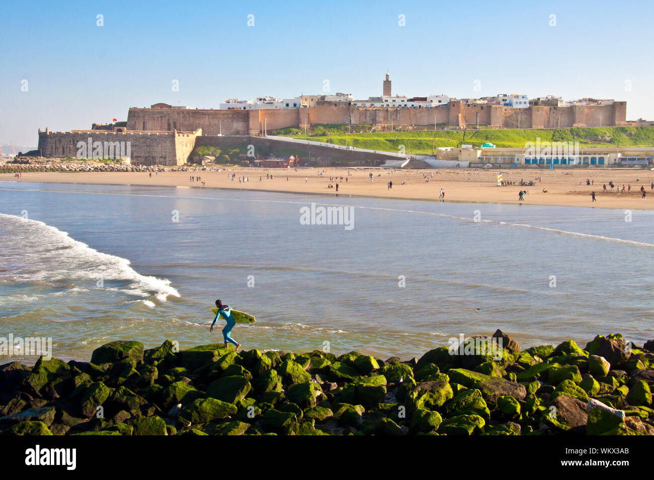 The city of Rabat, capital of Morocco, viewed from the seaside Stock ...