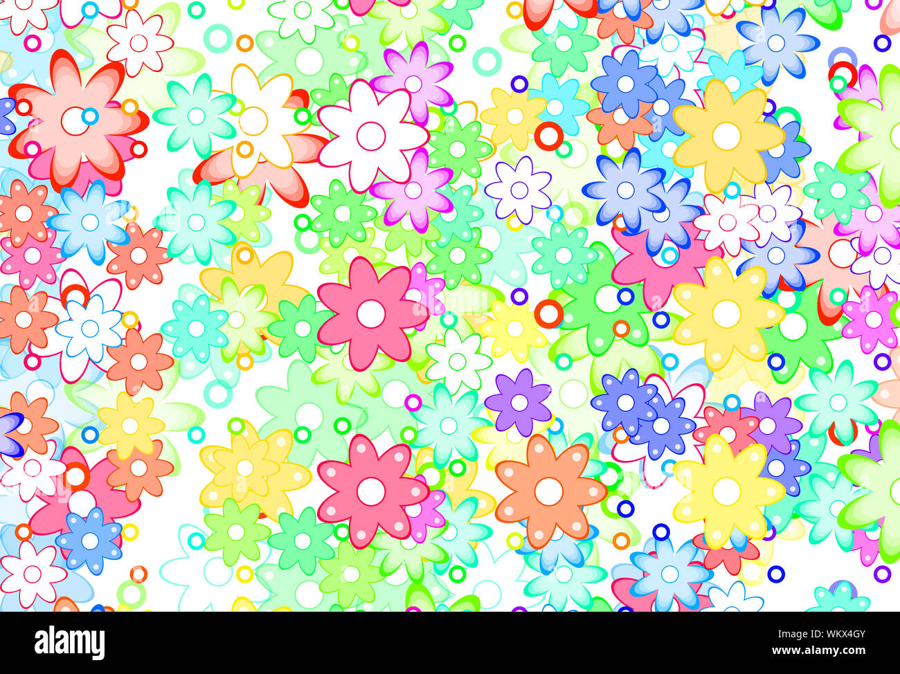 Cute Cartoon Art Flowers Simple Color Background Stock Photo - Alamy