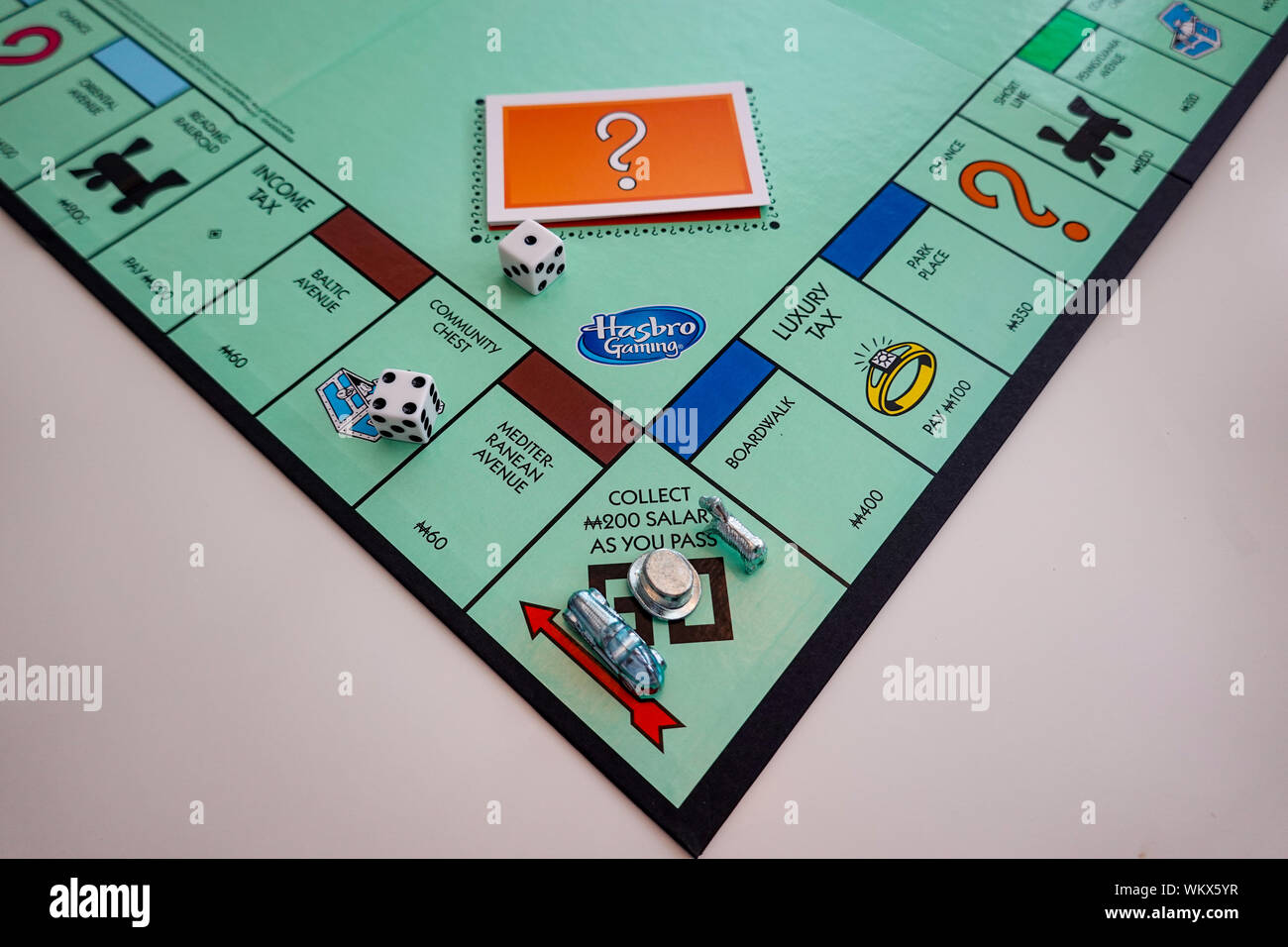 Orlando,FL/USA-8/29/19: The board and pieces for the game Monopoly by ...