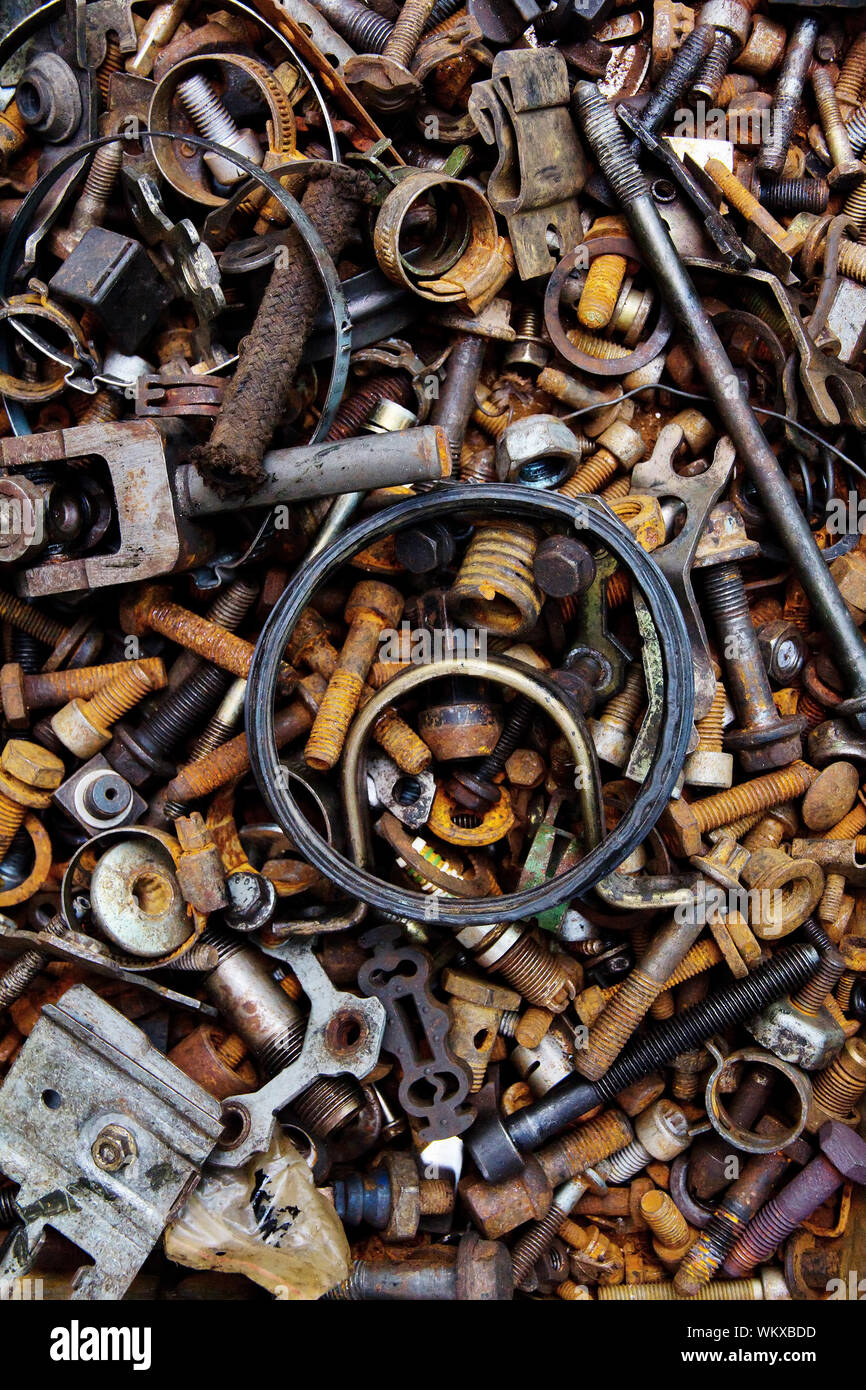 Rusty nuts and bolts background Stock Photo - Alamy