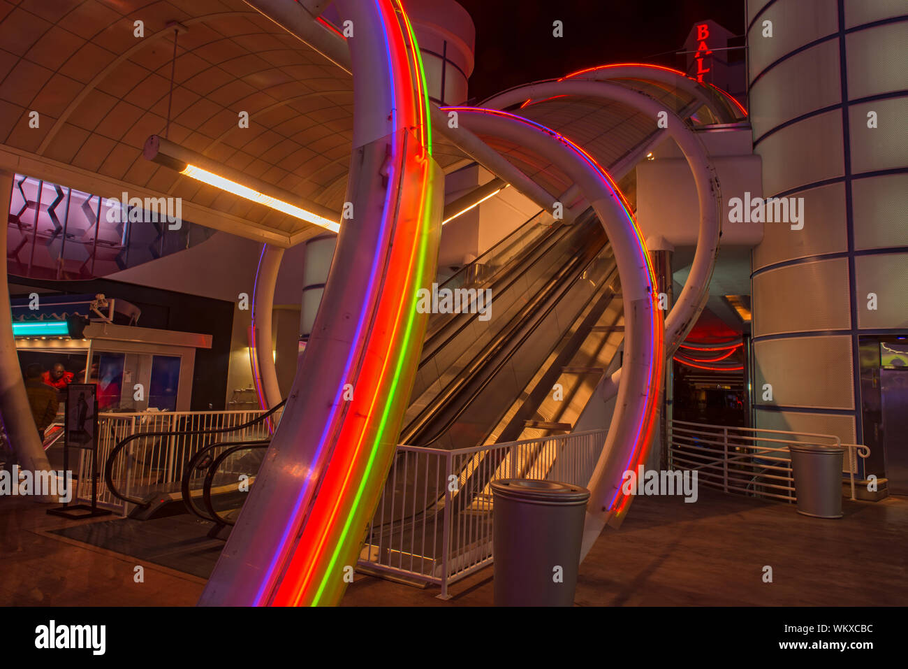 Lighted walkway at Bally's hotel casino, Las Vegas, Nevada, USA Stock ...