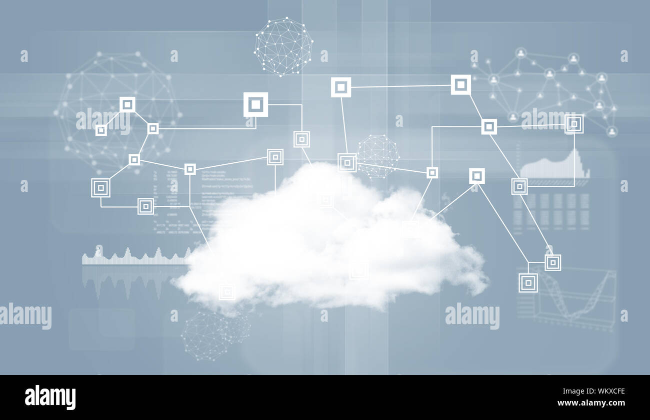 Cloud with network and graphs. Technology background Stock Photo - Alamy