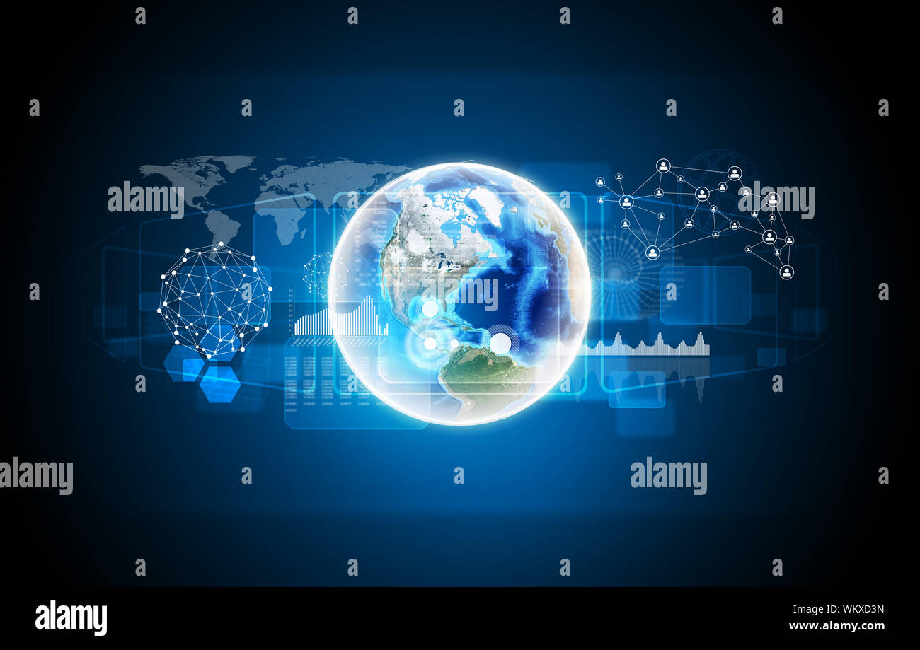 Earth with graphs and network. Elements of this image are furnished by ...
