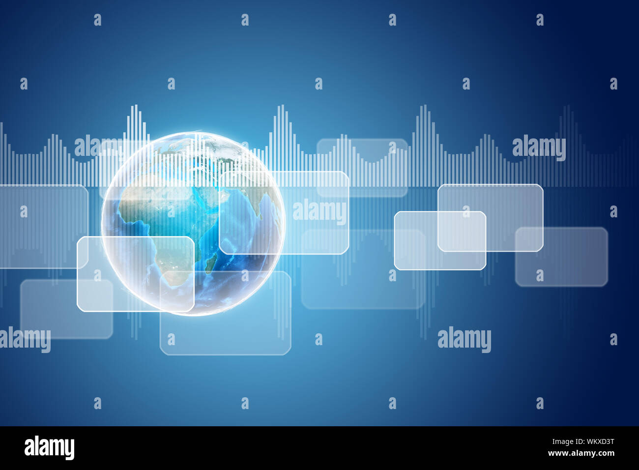 Earth with transparent rectangles and graphs. Elements of this image ...