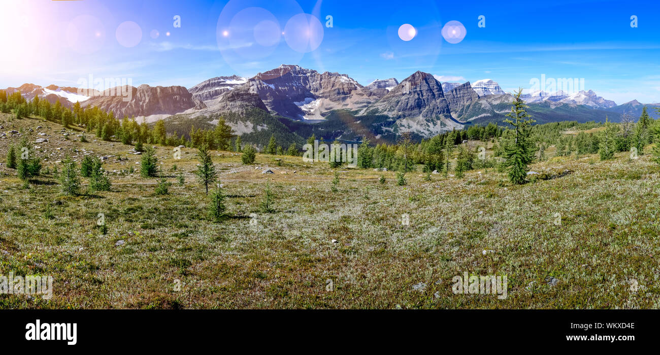 Panoramic view of mountains in Banff national park near Egypt lake ...