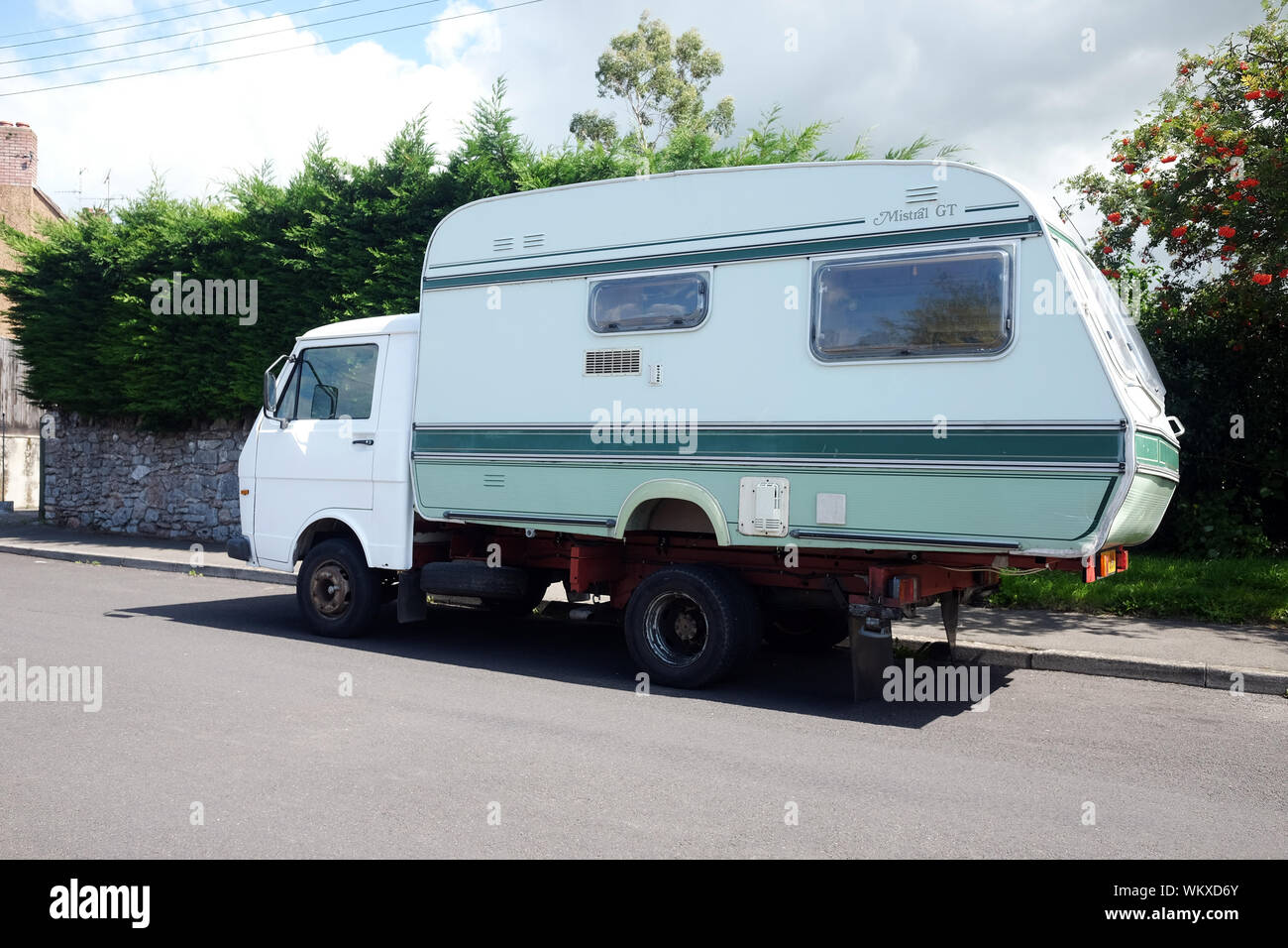 Septembert 2019 - An old caravan on the back off a small truck, used ...