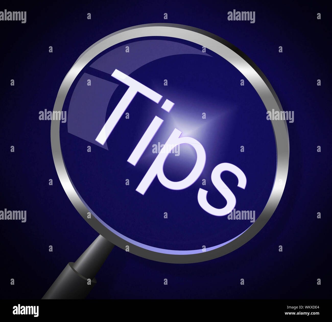 Magnifier Tips Meaning Assistance Magnify And Ideas Stock Photo - Alamy