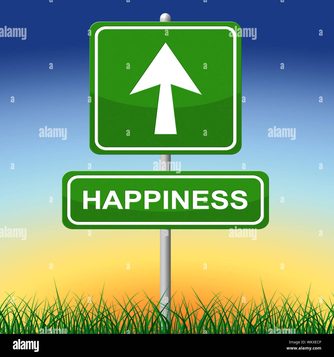 Happiness Sign Indicating Positive Arrows And Fun Stock Photo - Alamy