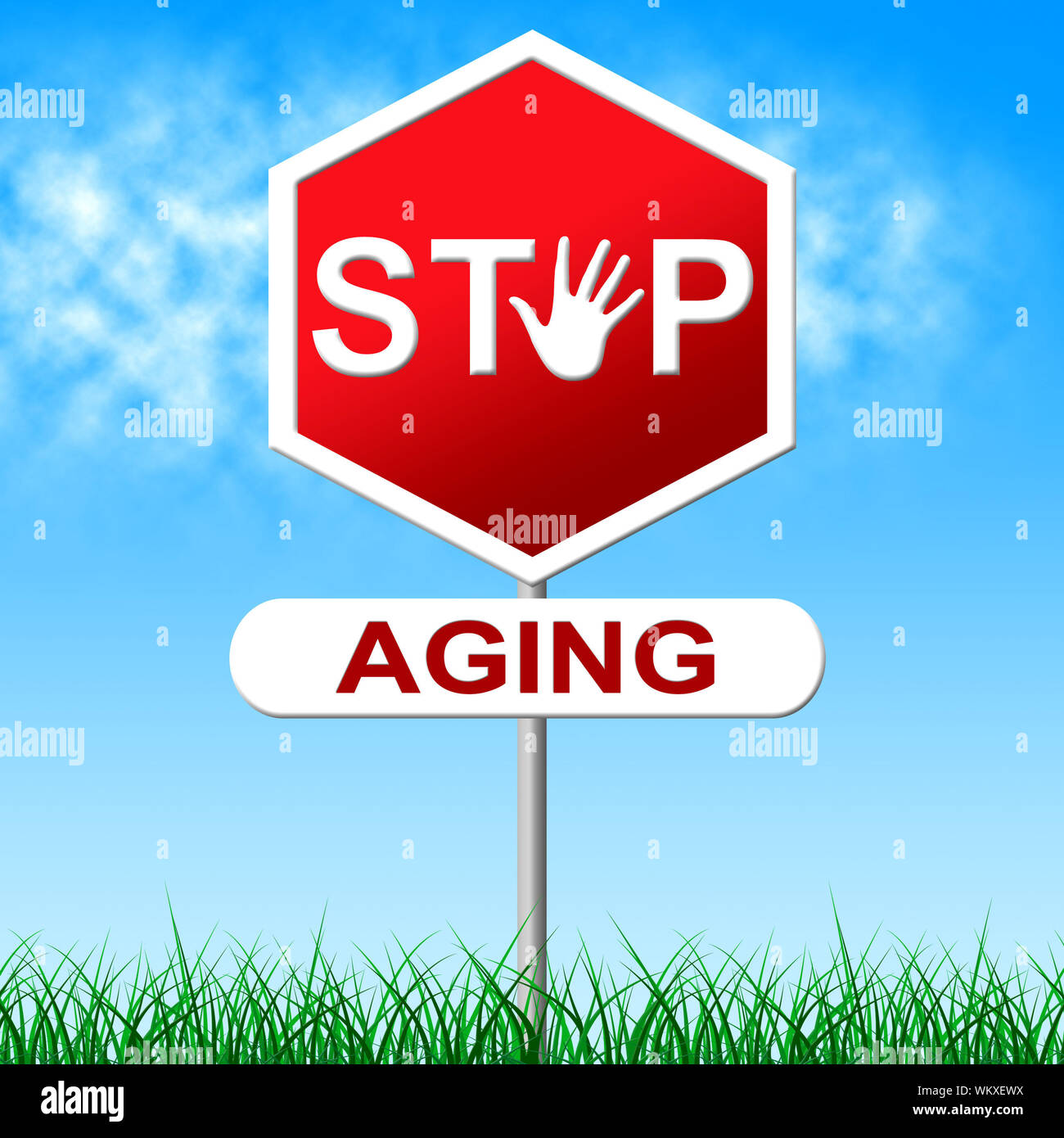 Stop Aging Indicating Look Younger And Retirement Stock Photo - Alamy