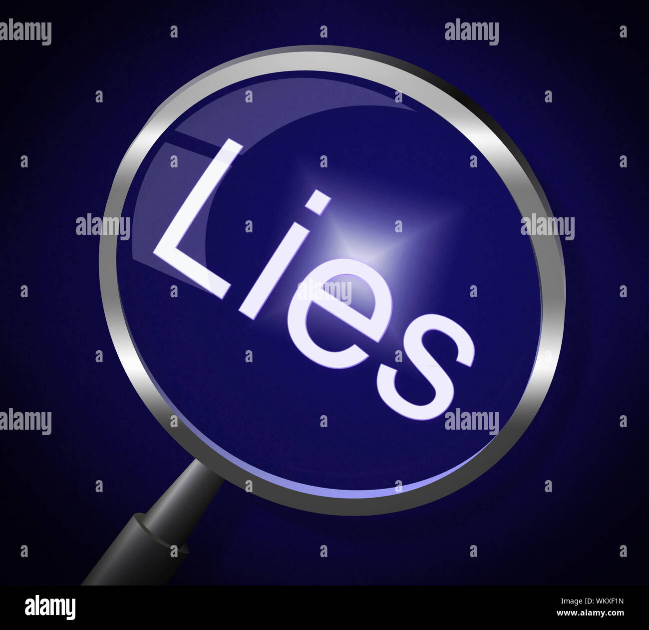 Lies Magnifier Meaning Fraud Honest And Lying Stock Photo - Alamy