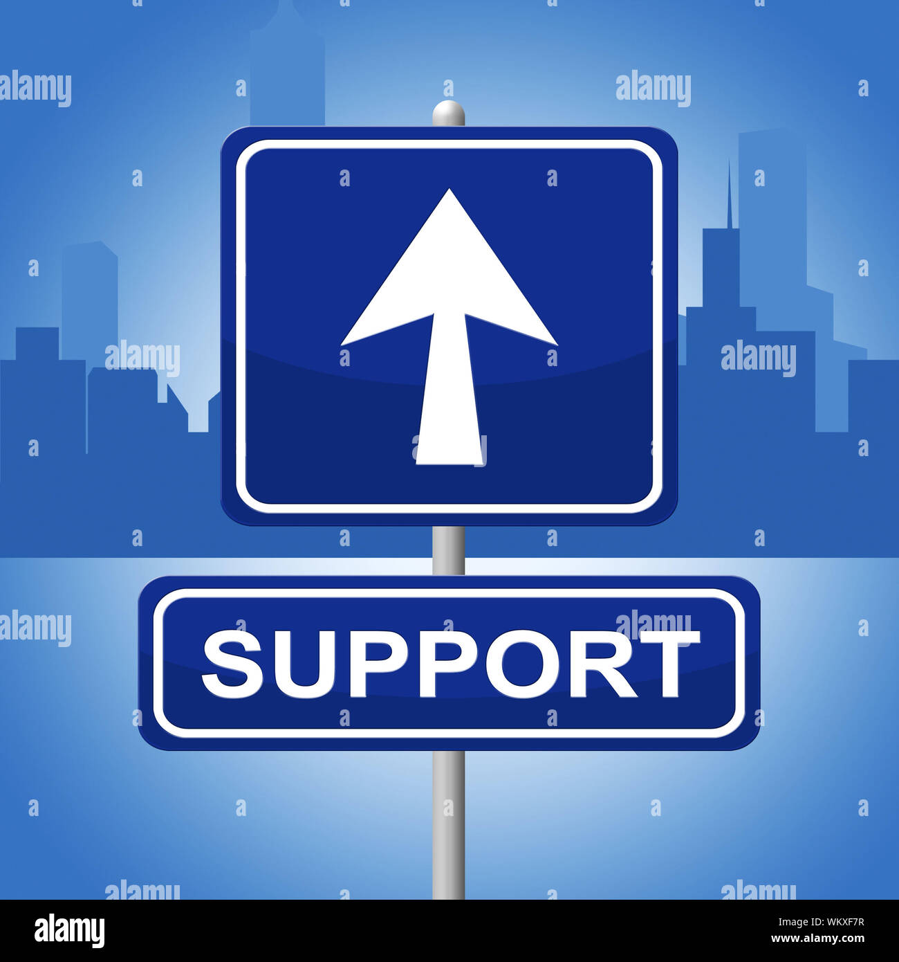 Support Sign Meaning Assisting Arrows And Answer Stock Photo - Alamy