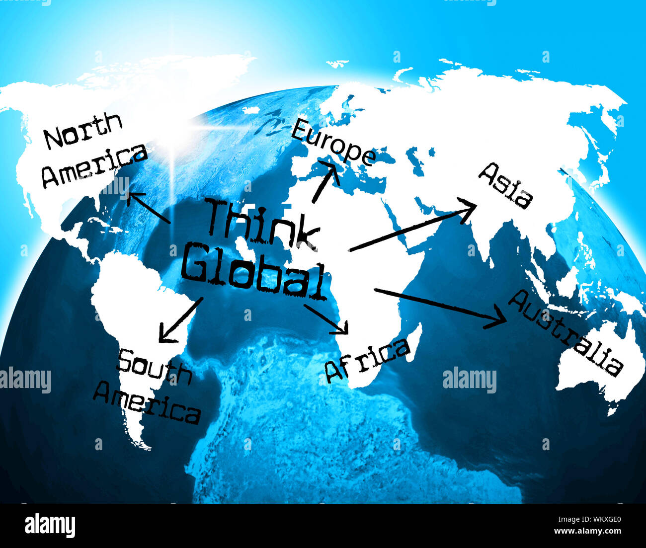 Think Global Showing About Globalize And Concept Stock Photo - Alamy