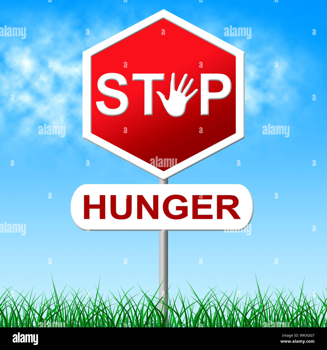Hunger Stop Indicating Lack Of Food And Warning Sign Stock Photo - Alamy