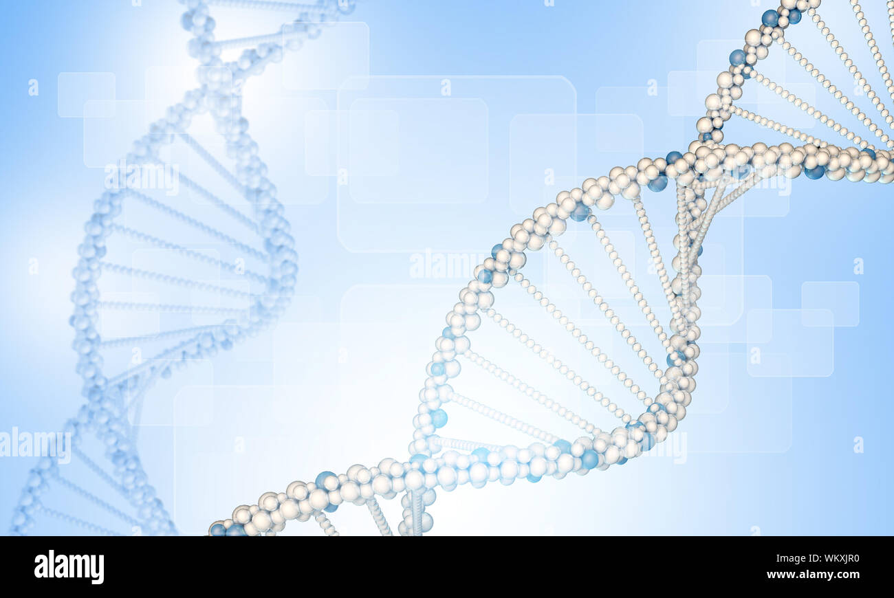 DNA model on blue gradient background with transparent rectangles Stock ...
