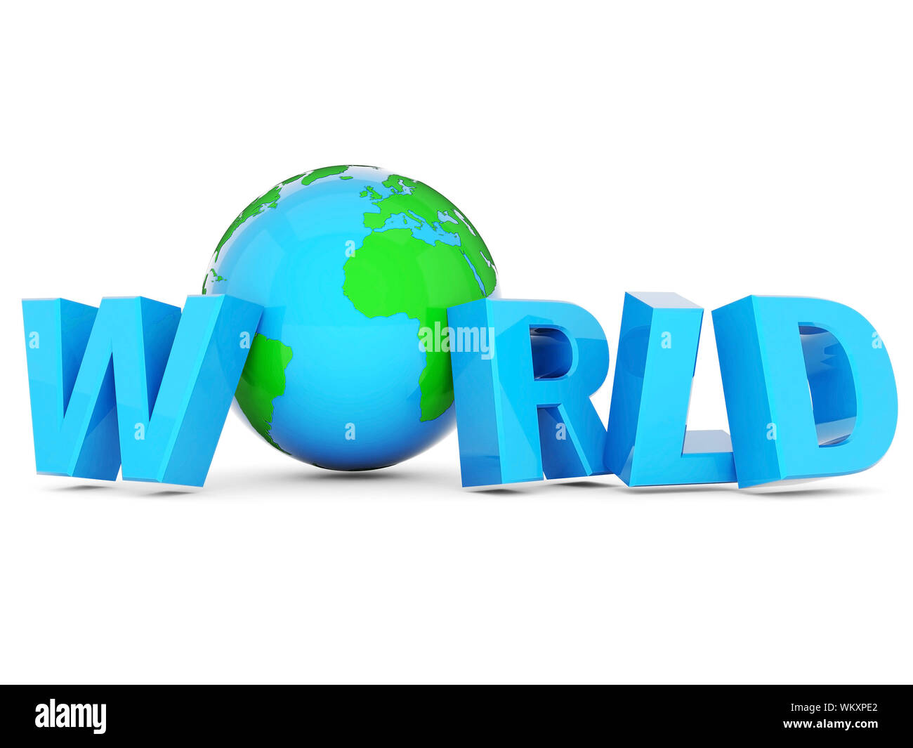 planet earth and the word world on a white background Stock Photo - Alamy