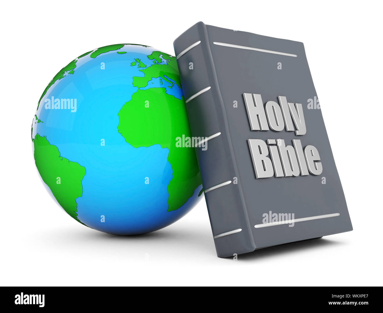 Bible and globe isolated on white background Stock Photo - Alamy