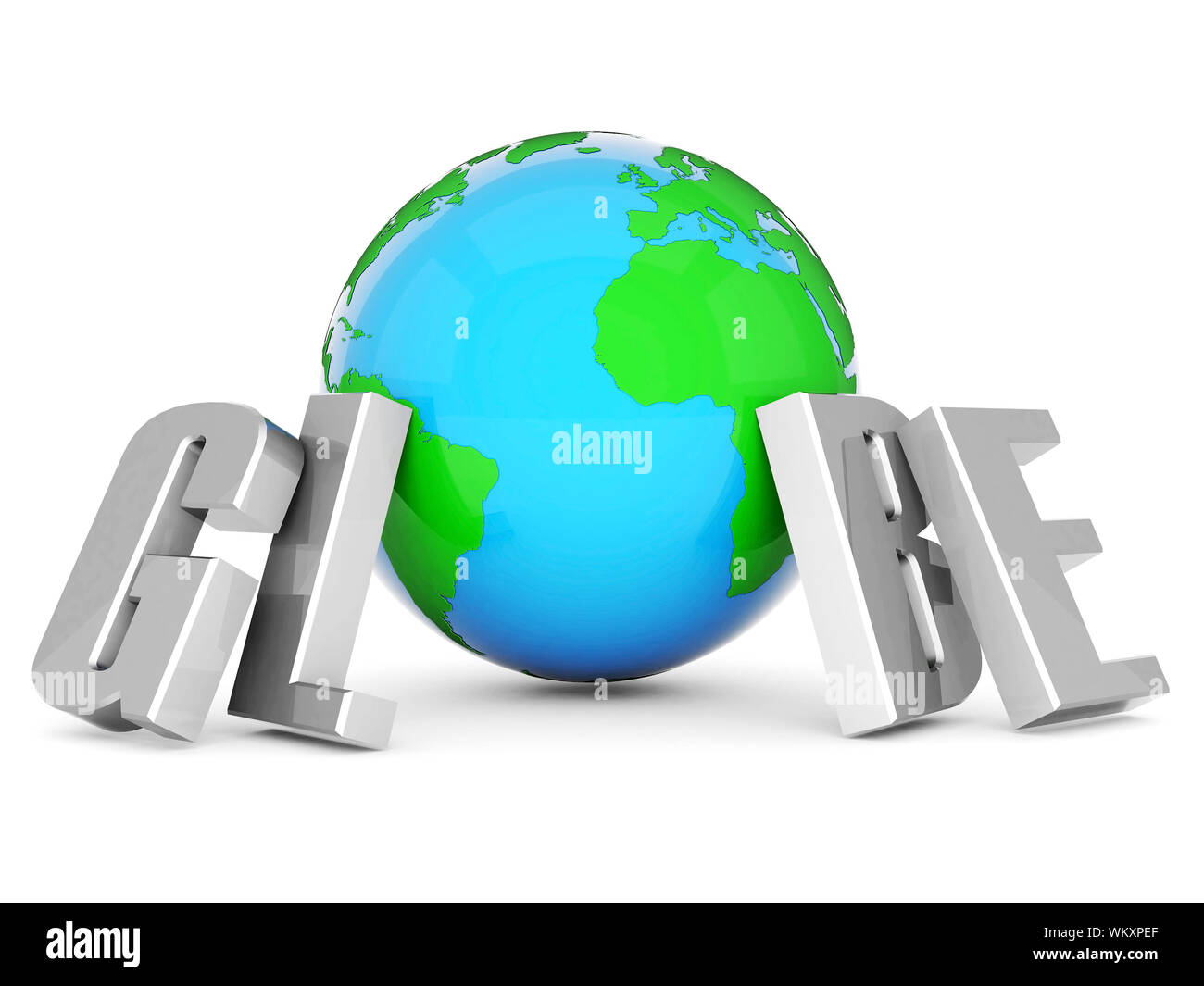 planet earth and the word globe on a white background Stock Photo - Alamy