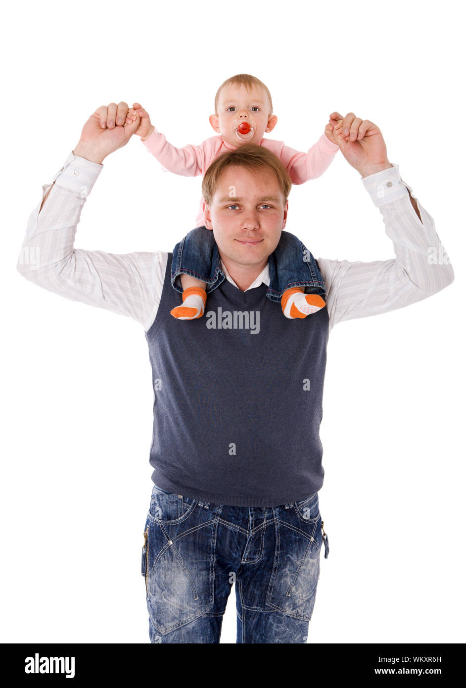 Father holding hands two Cut Out Stock Images & Pictures - Alamy