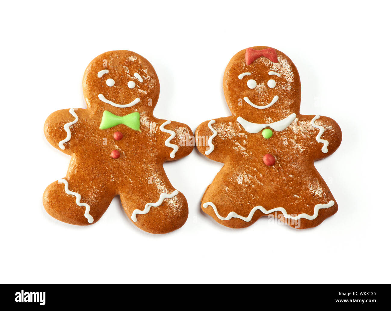 Christmas gingerbread couple cookies isolated on white Stock Photo - Alamy