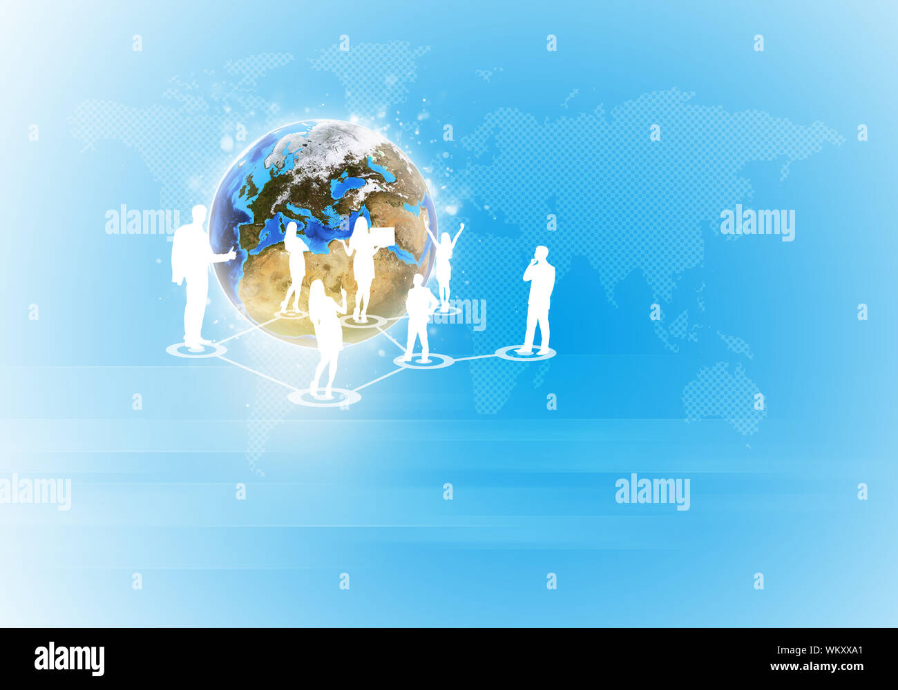 Earth with silhouettes of business people. Element of this image ...
