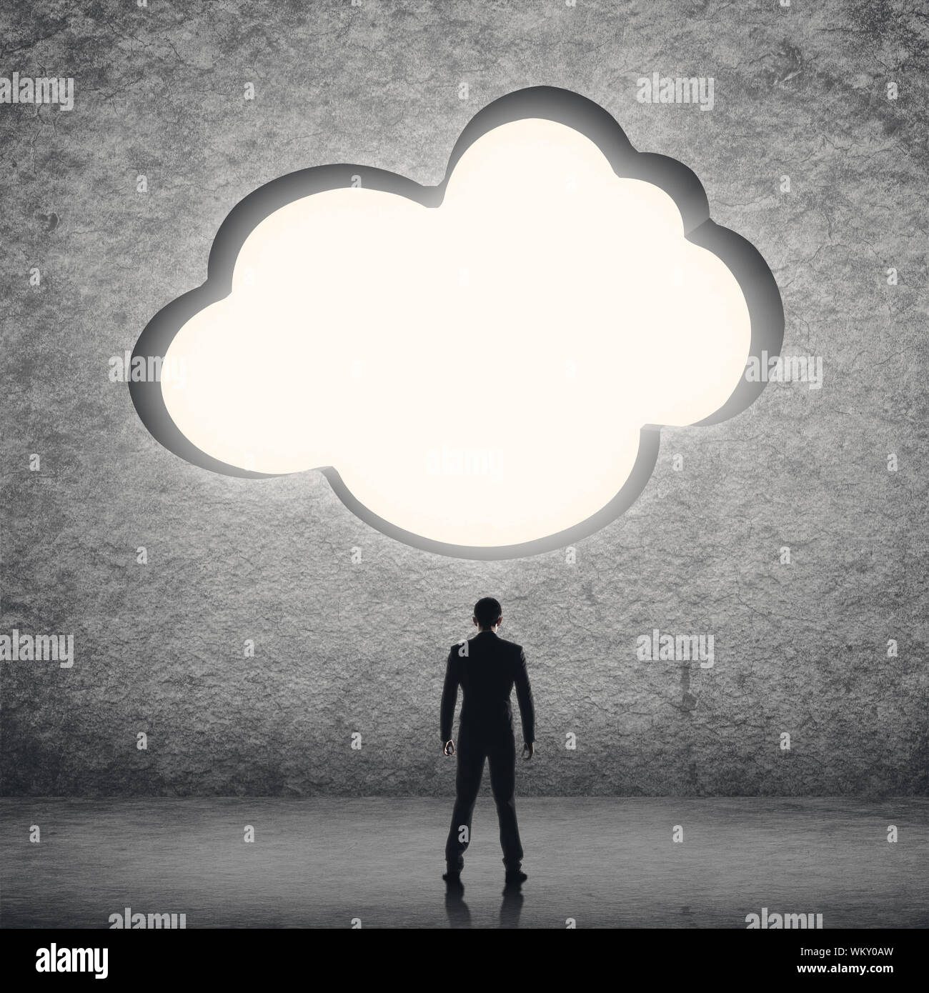 Cloud concept with a man face the cloud Stock Photo - Alamy