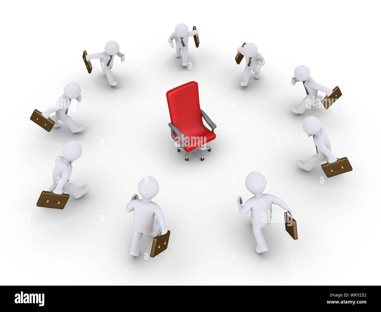 3d businessmen are running towards an empty chair Stock Photo - Alamy