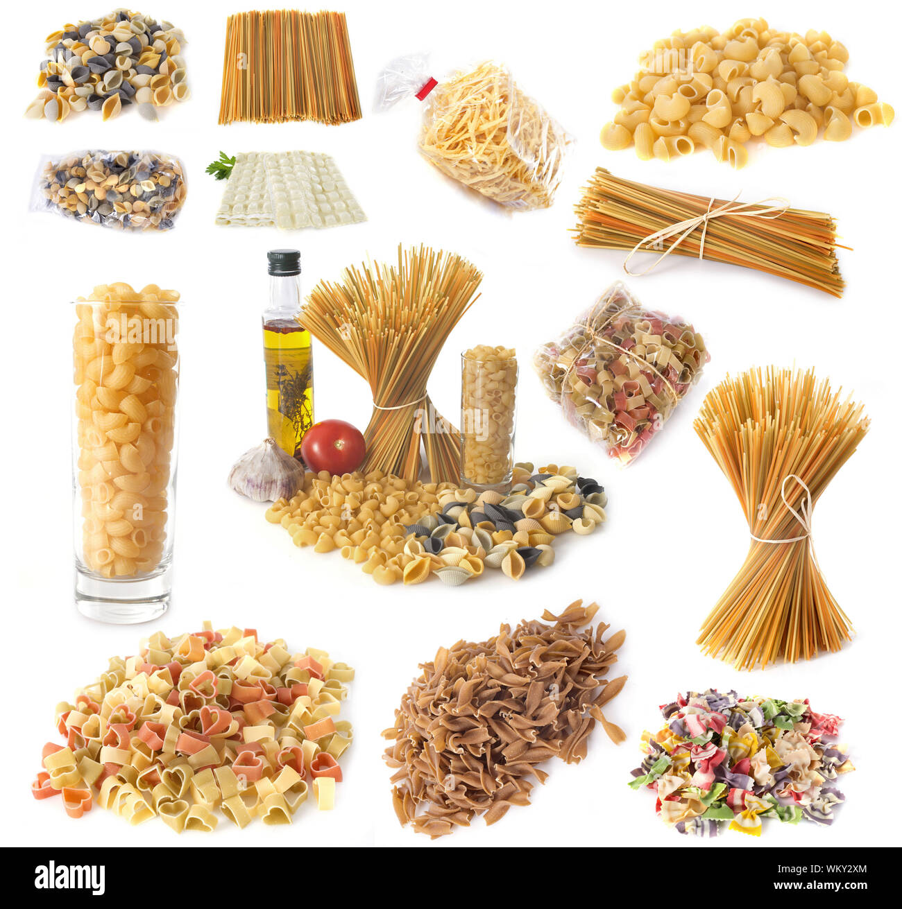 composite picture with colorful group of pasta Stock Photo - Alamy