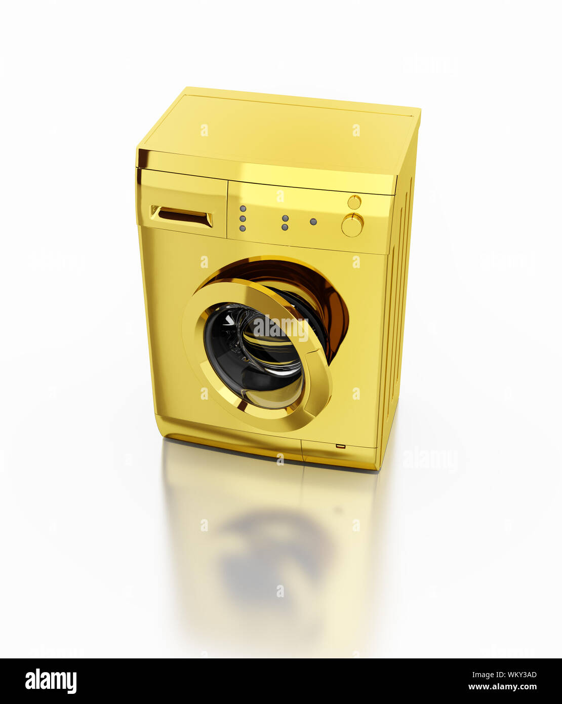 A gold washing machine isolated on white background Stock Photo - Alamy